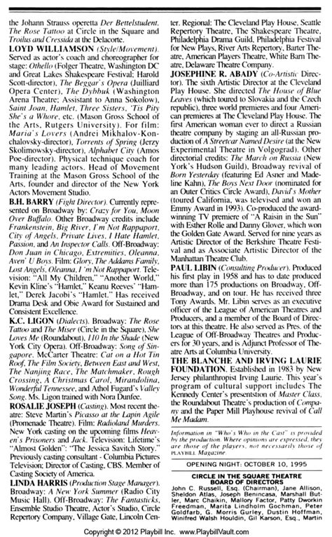 Garden District Broadway Circle In The Square Theatre 1995 Playbill