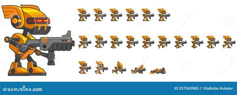 A Robot Armed With A Machine Gun Game Animated Character Game Sprite