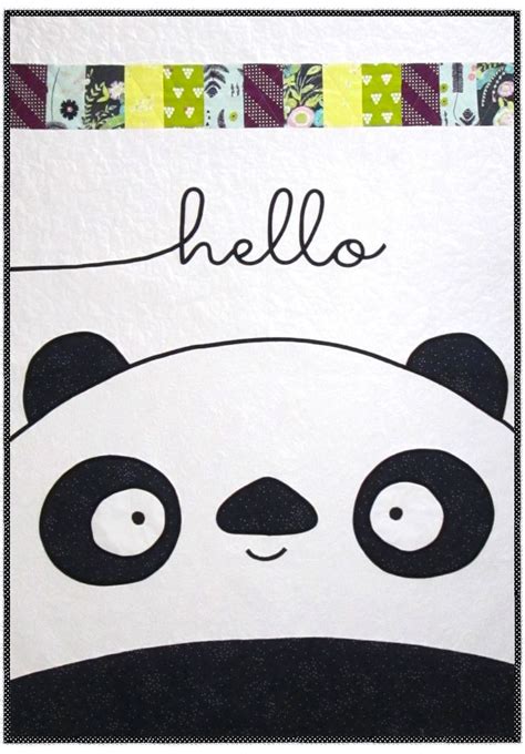 Quilt Pattern Comes With Fusible Bias Tape Cursive Quilt Panda Pattern