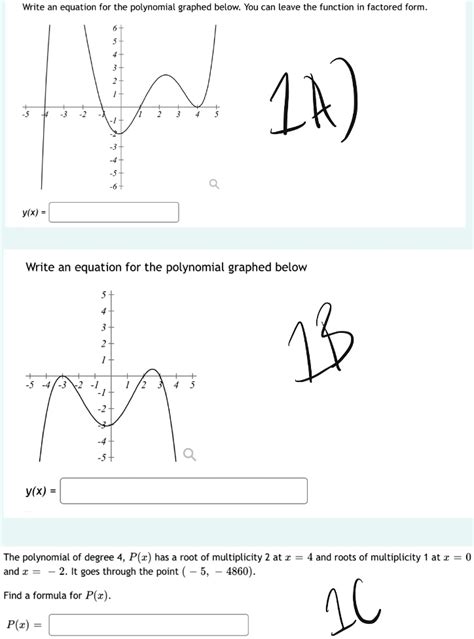 solved write an equation for the polynomial graphed below you can