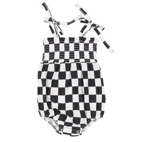 Tie Strap Smocked Bubble Checkerboard