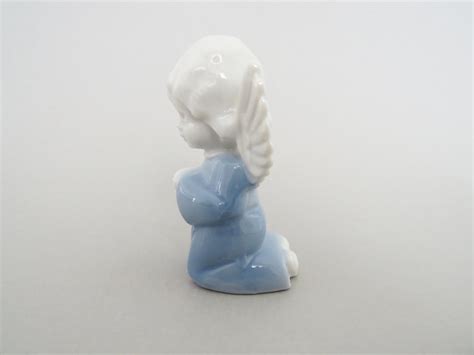 Vintage Blue Angel Figurine Japan Angel Kneeling Praying Etsy