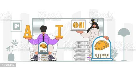남자와 여자 Ai 듀오 유행 스타일 벡터 일러스트레이션 감정에 대한 스톡 벡터 아트 및 기타 이미지 감정 남자 로맨스