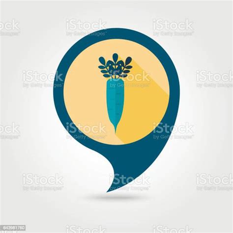 Daikon Flat Pin Map Icon Vegetable Root Vector Stock Illustration