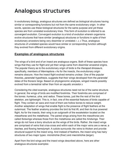 Solution Analogous Structures Studypool