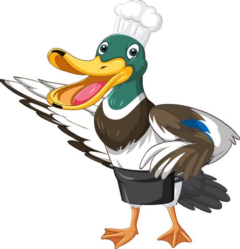 Pato De Dibujos Animados Con Sombrero De Chef Vector En Vecteezy