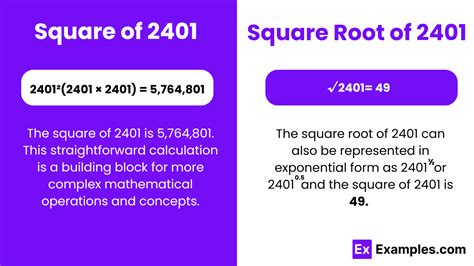Square And Square Root Of 2401 Methods Calculations Examples