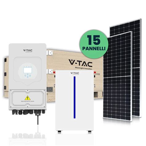 V Tac Kit Fotovoltaico 6kw Con Batteria Di Accumulo Al Litio 614 Kwh E