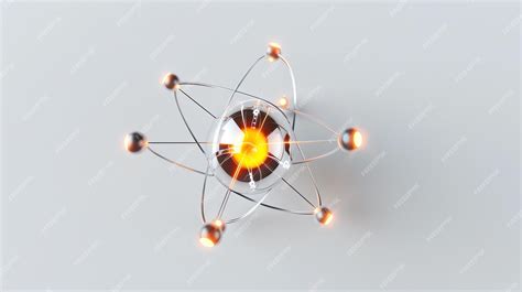 Premium Photo 3d Rendering Illustration Of An Atom With A Glowing Orange Nucleus And Silver