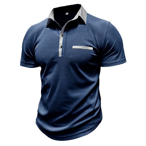 Polo Shirts For Men With Pocket Short Sleeve Collared Golf Shirts Quick