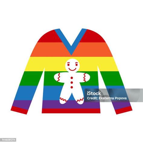 게이 Lgbt 사람을위한 따뜻한 무지개 프라이드 스웨터 퀴어 크리스마스와 새해 개념 벡터 평면 그림입니다 Lgbtqia 문화에