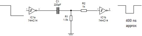 eeprom How to make a TTL low pulse of ns to μs with a simple RC on a LS inverter