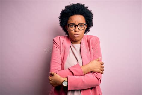 Young Beautiful African American Afro Businesswoman With Curly Hair