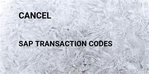 Cancel Tcode In SAP Transaction Codes List