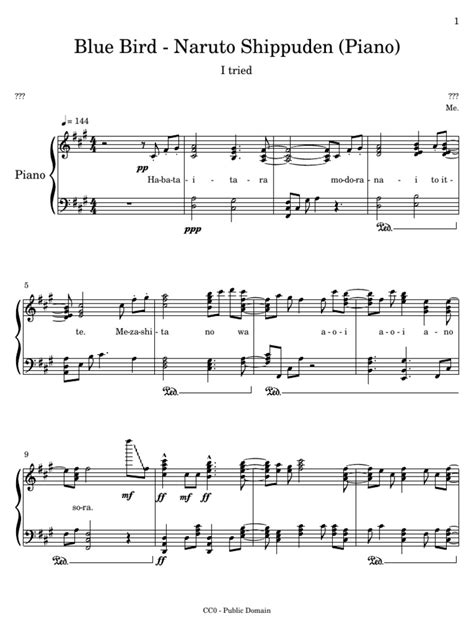 Blue Bird Naruto Shippuden Piano Pdf