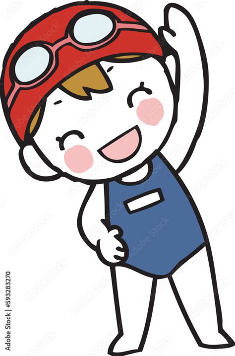 水着で準備体操をする女の子のイラスト Stock Vector Adobe Stock