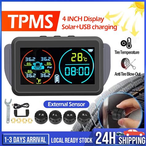 TPMS LCD Display Car Tire Pressure Monitor System With External Senor Wireless Tyre Pressure