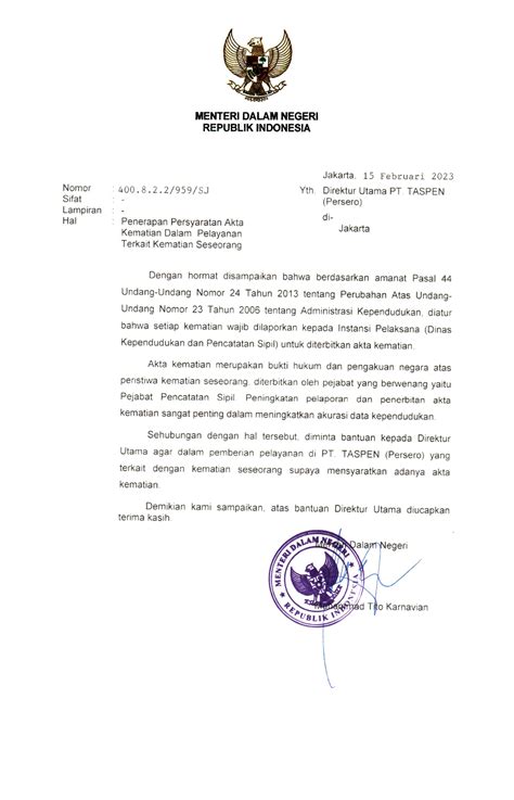 Penerapan Persyaratan Akta Kematian Dalam Pelayanan Terkait Kematian Seseorang