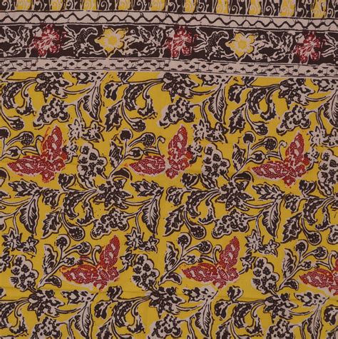 Yellow And Brown Java Batik Fabric Butterflies Fabric Etsy
