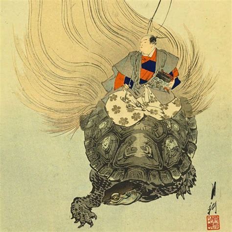 Ezen Japan On Instagram This Print Shows A Fictional Hero Riding A Turtle Kame Turtles Can