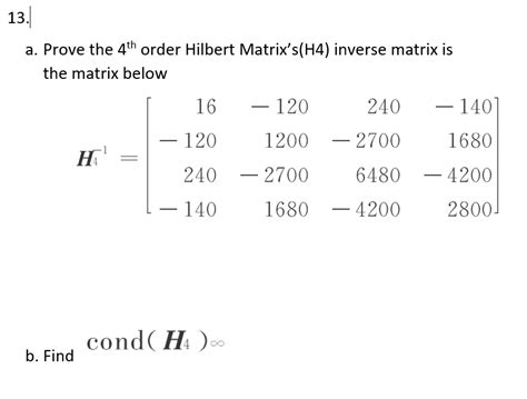 A Prove The 4th Order Hilbert Matrixs H4 Inverse