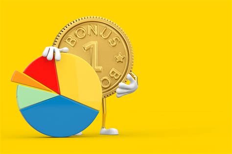 골든 로열티 프로그램 보너스 동전 사람 캐릭터 마스코트 정보 그래픽 비즈니스 파이 차트 3d 렌더링 개념에 대한 스톡 사진 및 기타 이미지 Istock