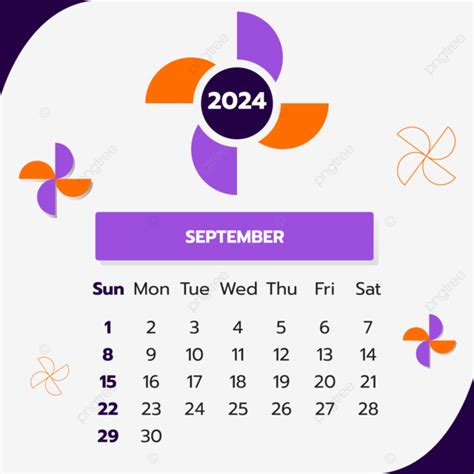 Calendrier De Septembre 2024 Vecteur PNG Calendrier De Septembre 2024