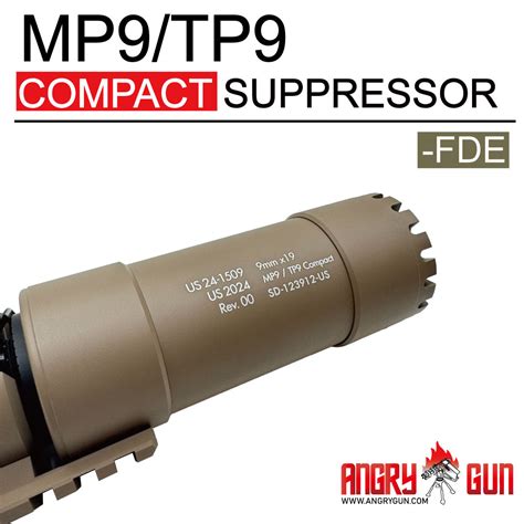 Angry Gun Mp9tp9 Compact Suppressor Tracer Ver Black Or Fde