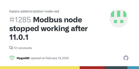 Modbus Node Stopped Working After Issue Hassio Addons Addon Node Red GitHub