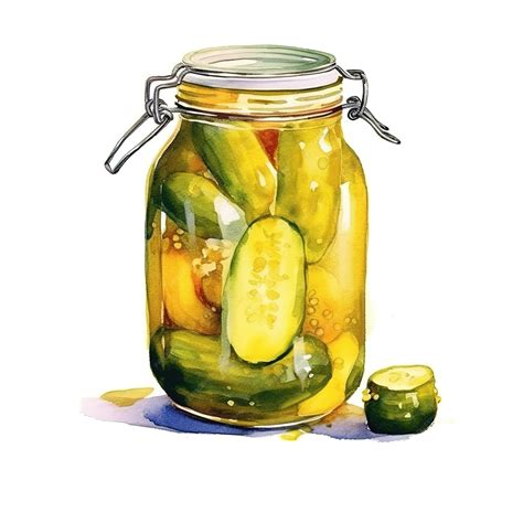 Premium Ai Image Watercolor Pickled Pickles Isolate On White Background