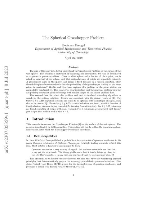 Pdf The Spherical Grasshopper Problem