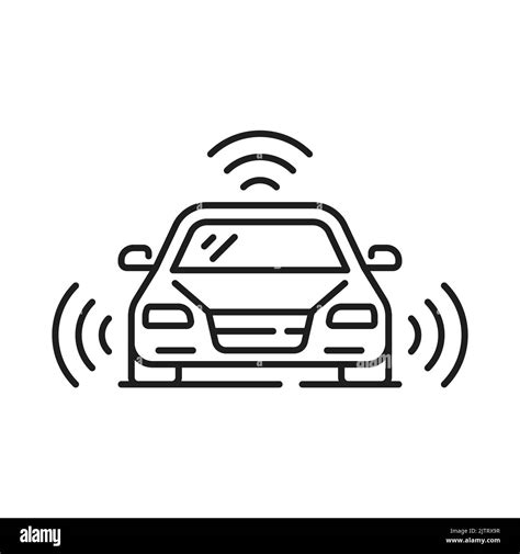 Driverless Car Or Self Driving Vehicle Icon With Smart Sensors Vector Future Technology Self