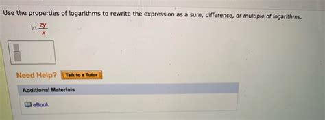 solved use the properties of logarithms to rewrite the