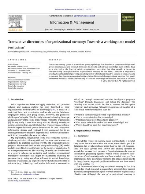 pdf transactive directories of organizational memory towards a