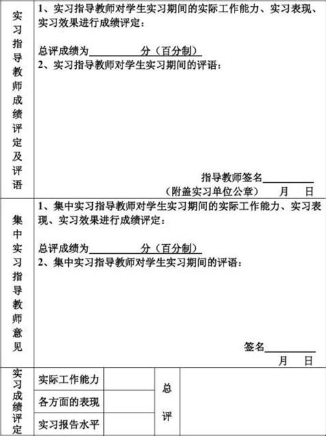 实习成绩评定表格式 范文118
