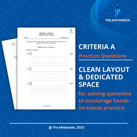 Ib Myp Standard And Extended Topic 1 Number Indices Criteria A