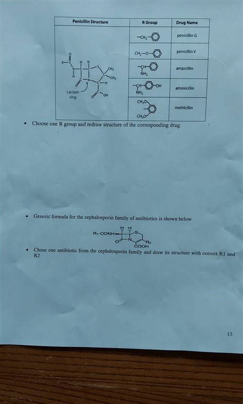 Solved Penicillin Structure R Group Drug Name Penicillin G Ch2 O 1 Answer Transtutors