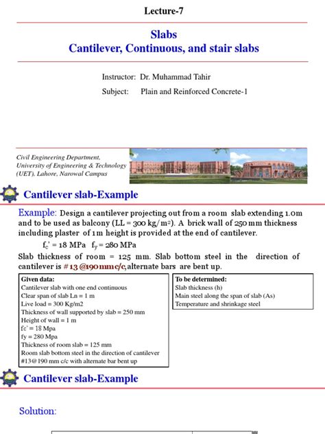 7 Lecture 7 One Way Continuous Slab Pdf Stairs Bending