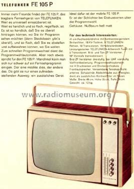 FE105P Television Telefunken Deutschland TFK, Gesellschaft für, build ...