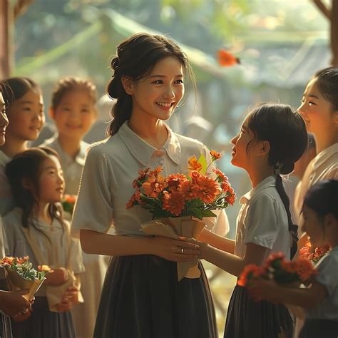 Thai Teachers Gratitude From Provinces Premium Ai Generated Image