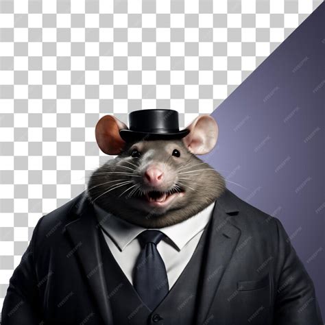 Premium Psd Portrait Of Humanoid Greedy Fat Rat Wearing Black