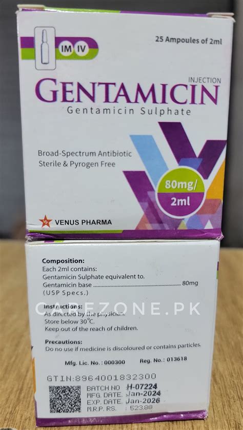Gentamicin Injection 80mg2ml Gentamicin Sulphate 25 Ampoules Im