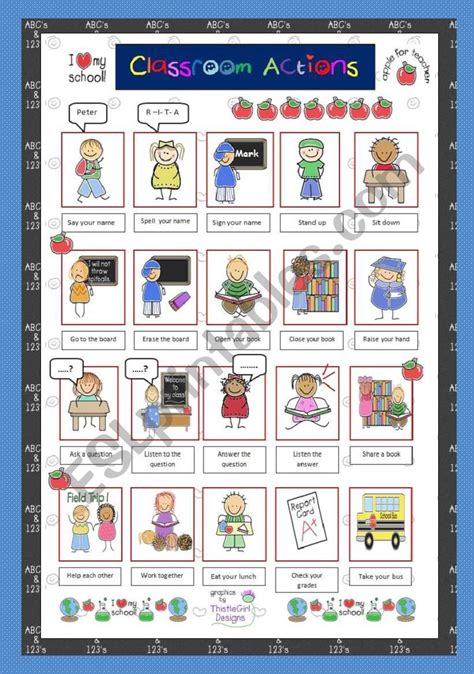 Classroom Actions Esl Worksheet By Vanev