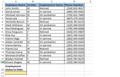 Masquer les lignes en fonction de la valeur de la cellule dans Excel Guide année en cours