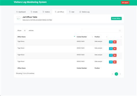 Visitor Log Monitoring System Free Source Code In Bootstrap Inettutor