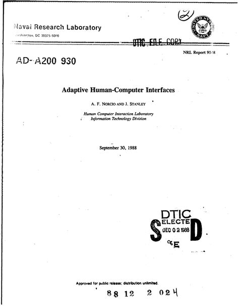 pdf adaptive human computer interfaces a literature survey and