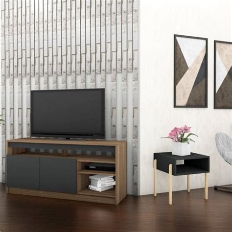 Conjunto Rack Para Tv Até 48 Polegadas 2 Portas E Mesa Lateral Nicho Soneca Cantigas Estilare
