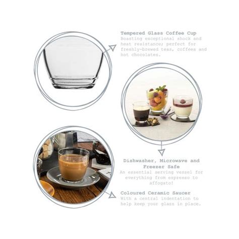 Duralex 12 Piece Gigogne Glass Coffee Cup And Ceramic Saucer Set