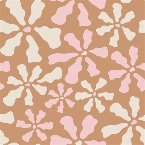 Premium Vector Groovy Wavy Flowers Seamless Pattern