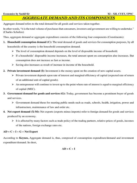 Aggregate Demand And Its Components Pdf Consumption Economics Measures Of National